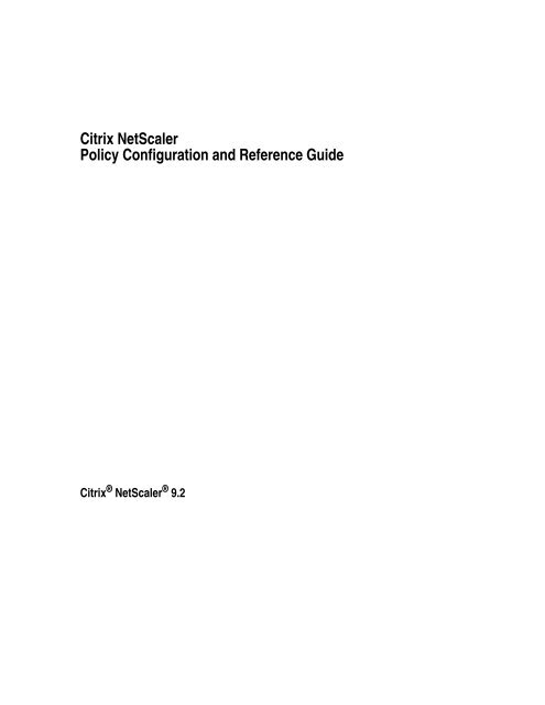 Citrix NetScaler Policy Configuration and Reference Guide