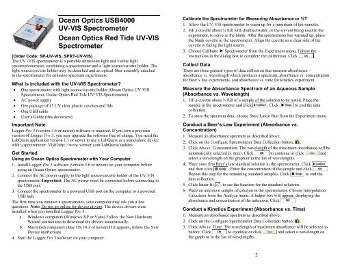 Ocean Optics USB4000 UV-VIS Spectrometer Ocean Optics Red ...