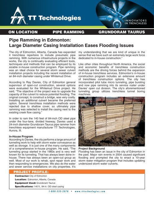 Pipe Ramming in Edmonton - TT Technologies Inc.