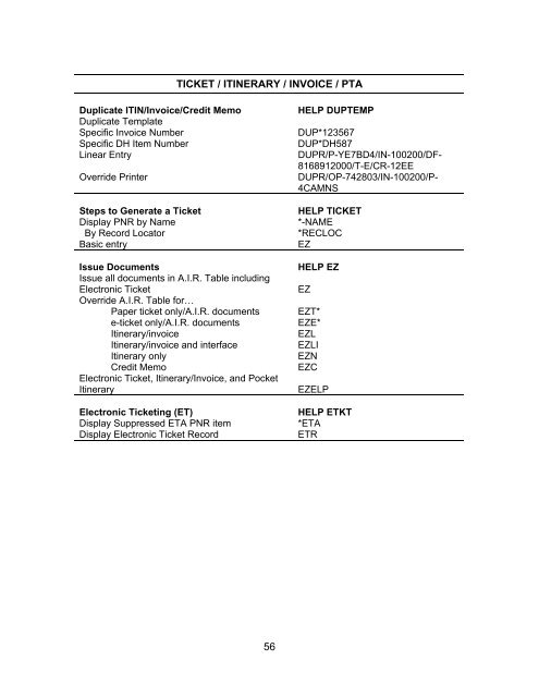 56 TICKET / ITINERARY / INVOICE / PTA - Global Learning Center