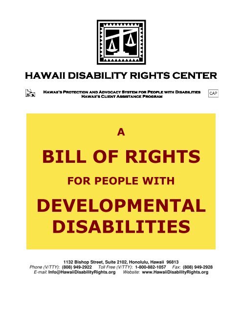 A Bill of Rights for People with Developmental Disabilities Booklet