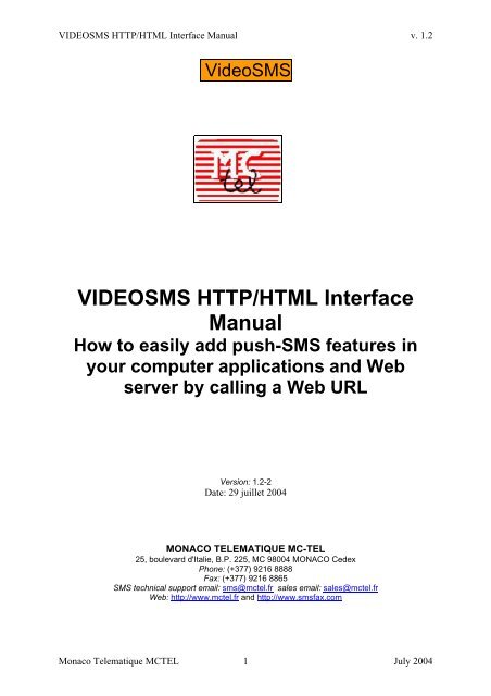 Sending Sms Using The Application Programming Interface Mctel