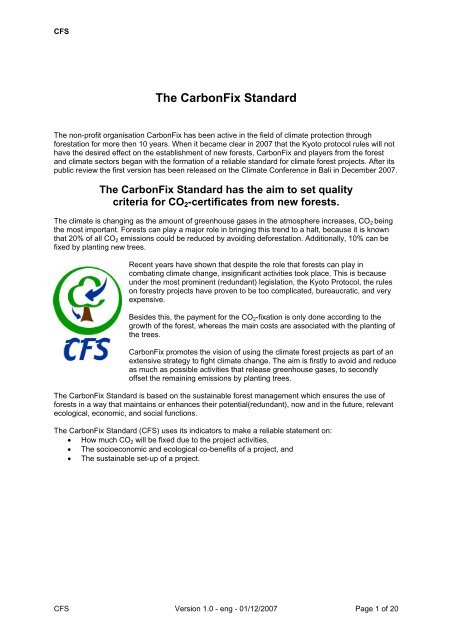 CFS v1.0 - CarbonFix Standard