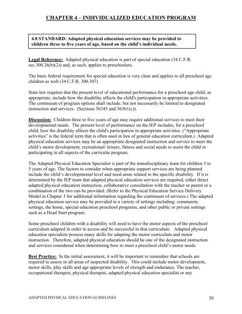 Chapter 4 - State Council on Adapted Physical Education