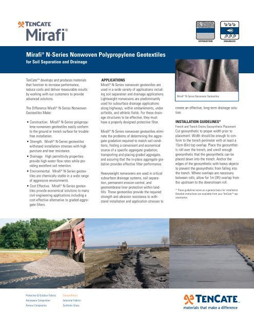 Mirafi® N-Series Nonwoven Polypropylene Geotextiles