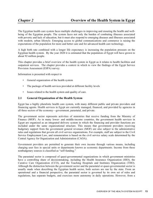 Chapter 2 Overview of the Health System in Egypt - Measure DHS