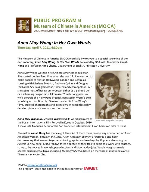 Anna May Wong: In Her Own Words - Chinatown