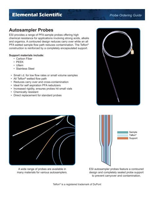 Teflon Autosampler Probes - Elemental Scientific