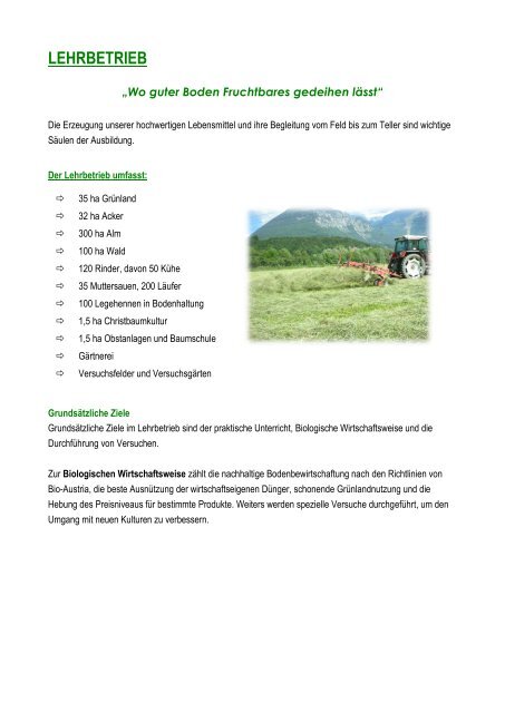 LEHRBETRIEB - LLA Rotholz