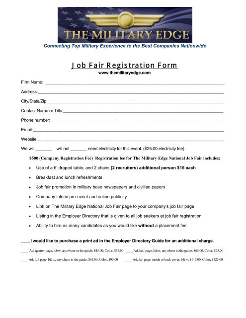 Job Fair Registration Form - The Military Edge