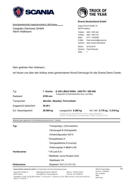 Cargotec Germany GmbH Herrn Hollmann