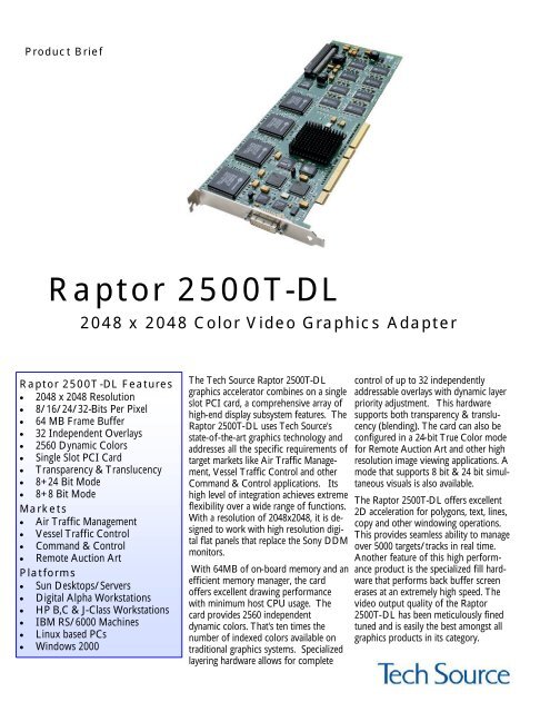 Raptor 2500T-DL - Tech Source