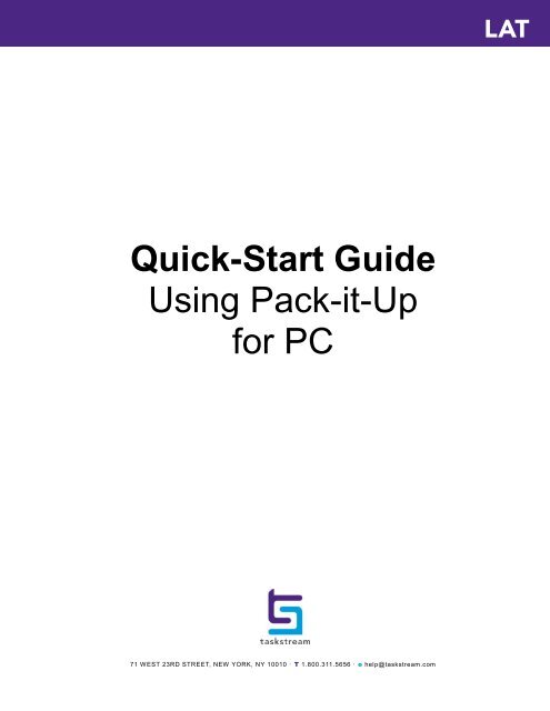 Quick-Start Guide Using Pack-it-Up for PC
