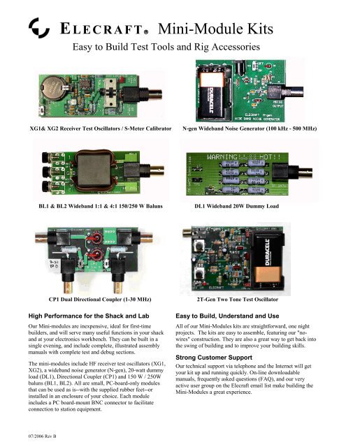 Mini Module Data sheet - Elecraft