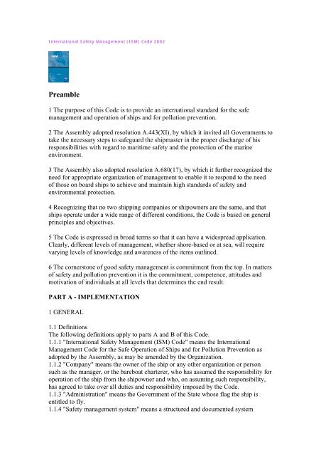 International Safety Management (ISM) Code 2002