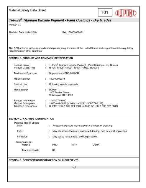 Ti-Pure Titanium Dioxide Pigment - Paint Coatings - Dry Grades