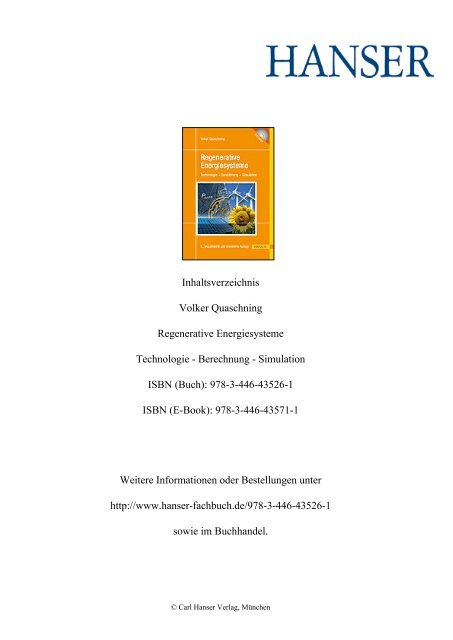 Regenerative Energiesysteme - Carl Hanser Verlag