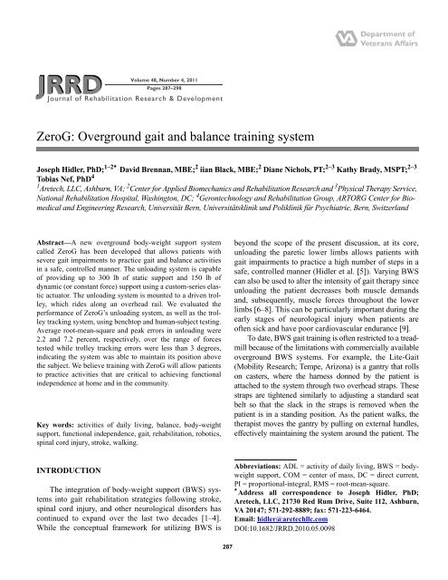 ZeroG: Overground gait and balance training system