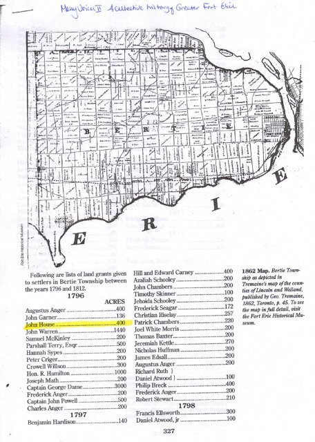Bertie Ontario Land Grants - Crego-Jones Family History