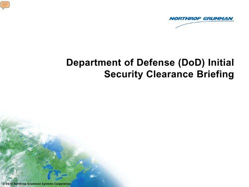 PDF version of Initial DoD Security Briefing - Northrop Grumman ...