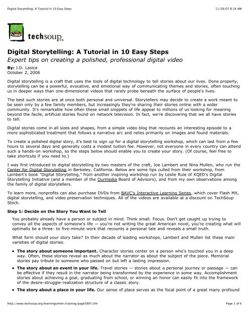 Digital Storytelling: A Tutorial in 10 Easy Steps
