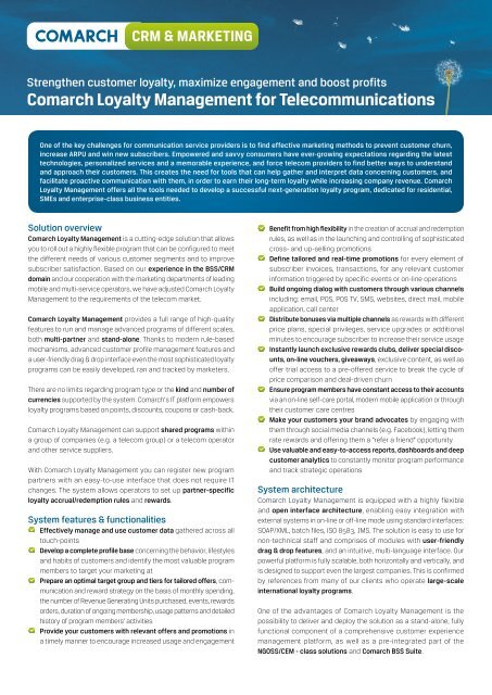 Comarch Loyalty Management for Telecommunications leaflet
