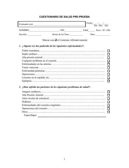 Hoja Cuestionario Pre-Prueba - Saludmed
