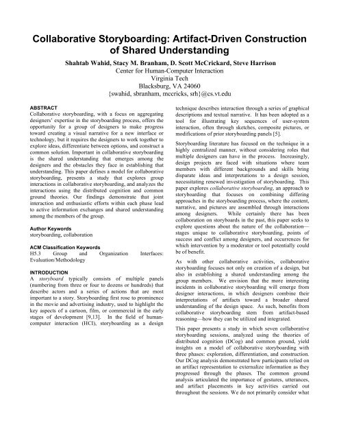 Collaborative Storyboarding - Computer Science Technical Reports