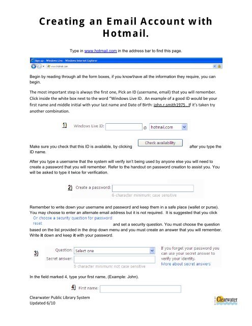 Creating an Email Account with Hotmail.