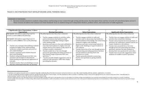 Teacher Effectiveness Measure Framework and Rubric version 2.0 ...
