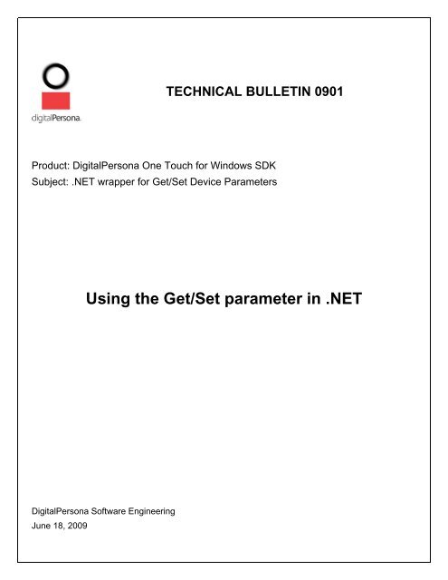 Using the Get/Set parameter in .NET - DigitalPersona