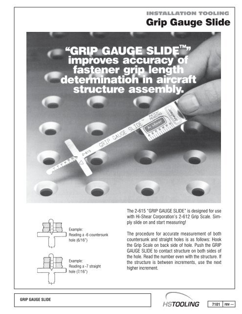 INSTALLATION TOOLING Grip Gauge Slide