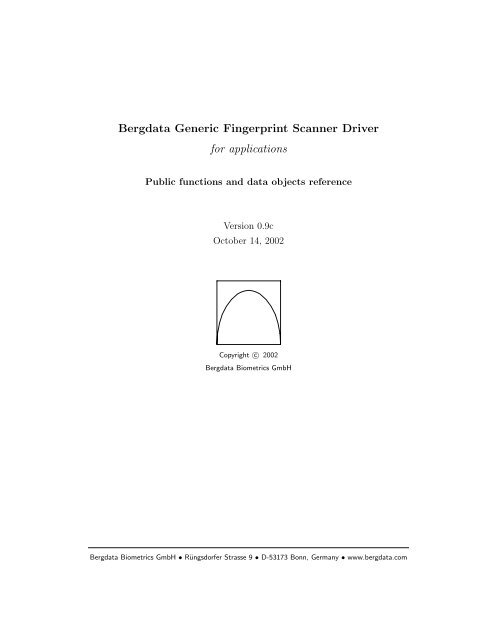 Bergdata Generic Fingerprint Scanner Driver for applications
