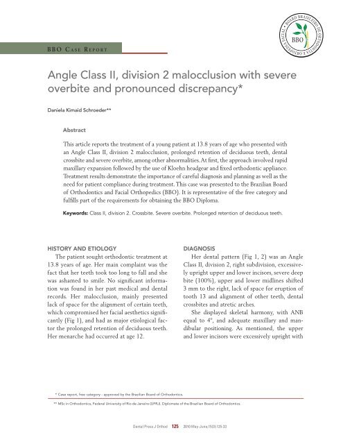 Angle Class II, division 2 malocclusion with severe ... - Dental Press