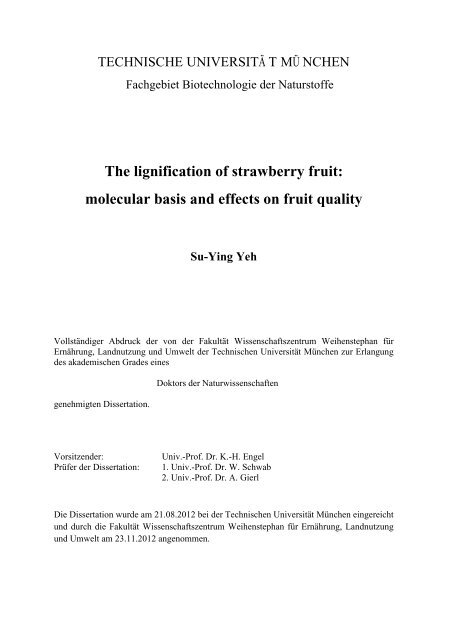 The lignification of strawberry fruit: molecular basis and ... - BiNa