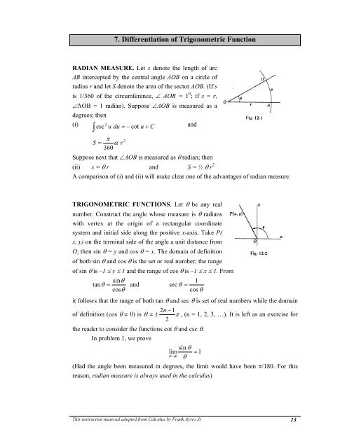 7. Differentiation of Trigonometric Function