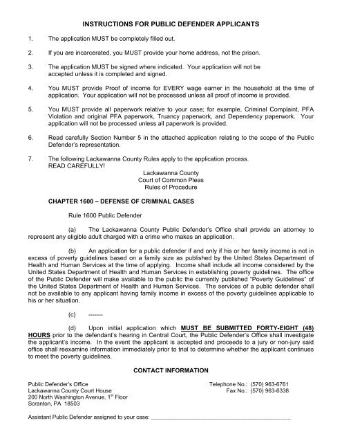 instructions for public defender applicants - Lackawanna County