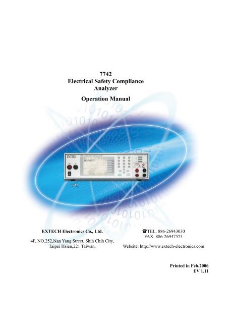 7742 Electrical Safety Compliance Analyzer Operation Manual