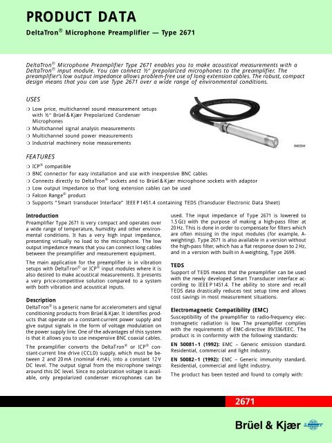 DeltaTron Microphone Preamplifier Type 2671 - BrÃ¼el & KjÃ¦r