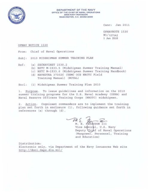 midshipman summer training plan 2010 - Navy ROTC - U.S. Navy