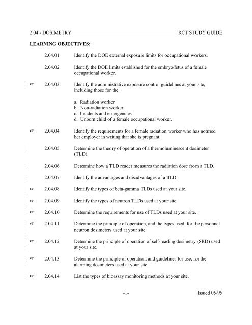 2.04 - DOSIMETRY - RCT STUDY GUIDE - NukeWorker.com