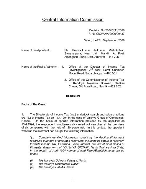 Central Information Commission - CIC