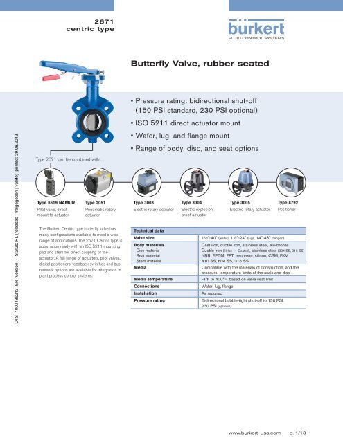 Type 2671 centric type - BÃ¼rkert Fluid Control Systems