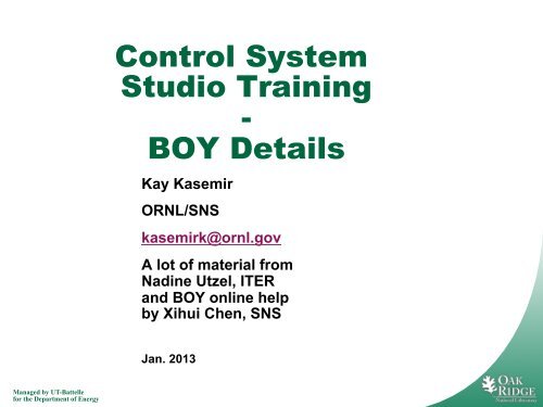 Control System Studio Training - BOY Details - SNS Control Systems