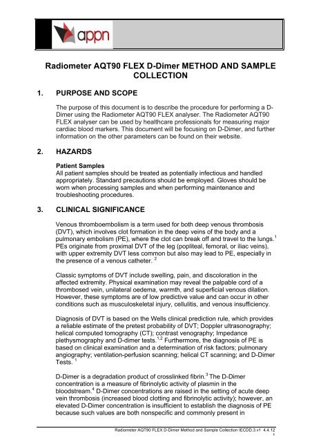 Radiometer AQT90 FLEX D-Dimer METHOD AND SAMPLE ... - appn