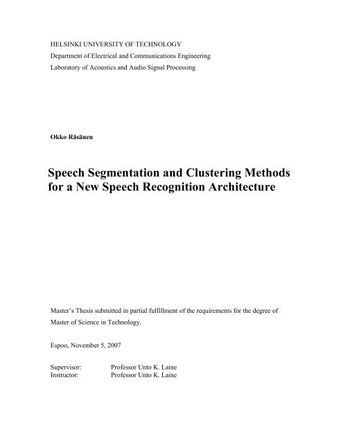 Speech Segmentation And Clustering Methods For A Researchgate 9166