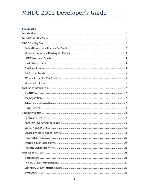 MHDC 2012 Developer's Guide - Missouri Housing Development ...