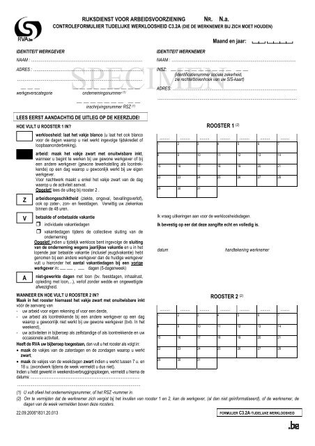 SPECIMEN - Rijksdienst voor Arbeidsvoorziening