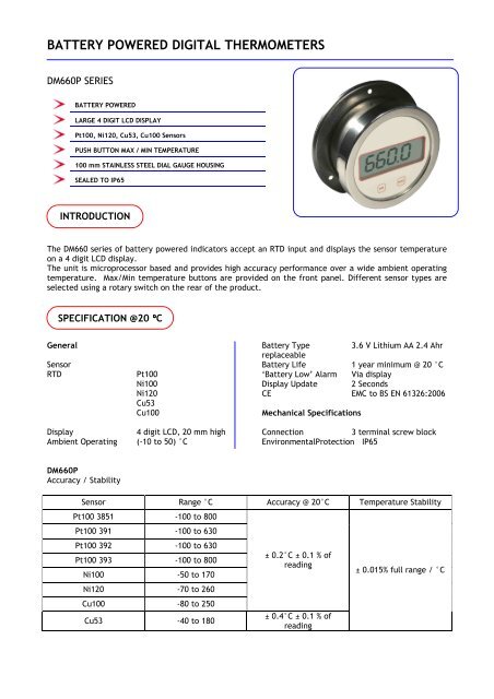 Data Sheet - Status Instruments