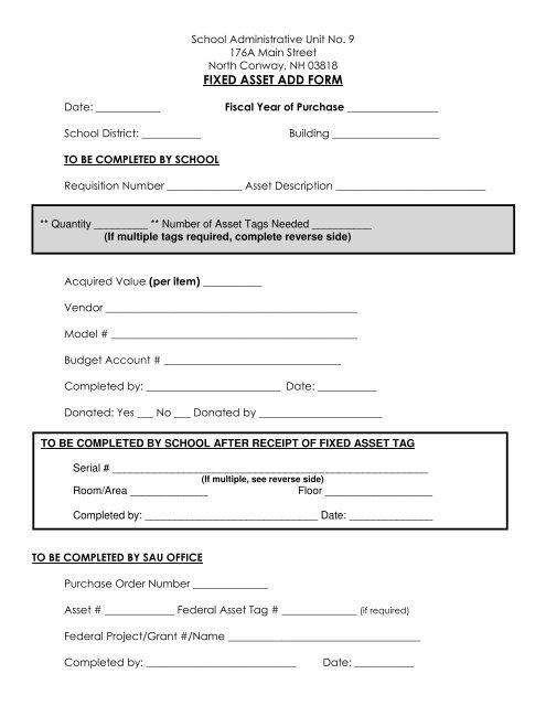 FIXED ASSET ADD FORM SAU 9 fixed-asset-add-form-sau-9